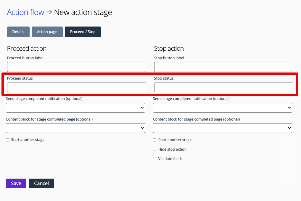 Action flow configuration – Good Grants Help Centre